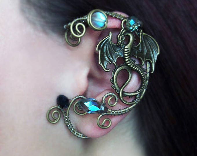 Dragon Ear Cuff Blue Ear Cuff Wire Jewelry Fantasy Decoration | Etsy
