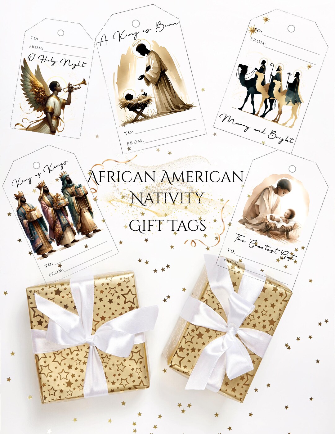 African American Nativity Gift Tags | Black Jesus, Holy Family (instant ...