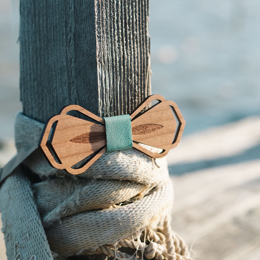 Bow Tie in Wood and Leather, MINT Leather Bow Tie, BUCOLIQUE, Country ...