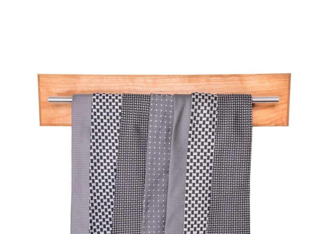 Cherry Wood Pocket Square Rack 18" Scarf or Tie Organizer - Wall ...