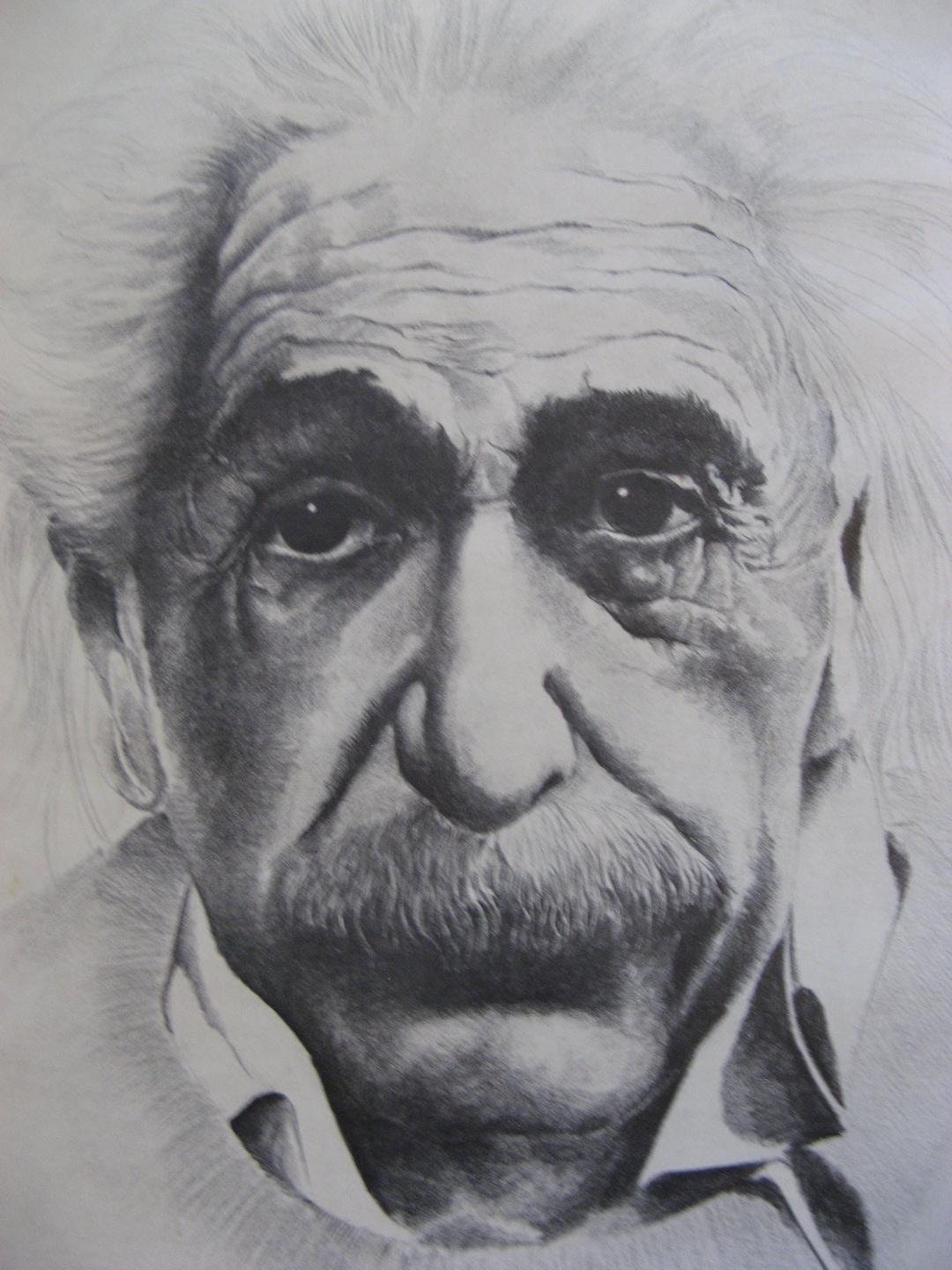 1970 Matted Print of Albert Einstein, a Pencil Drawing by Artist Kirwan ...