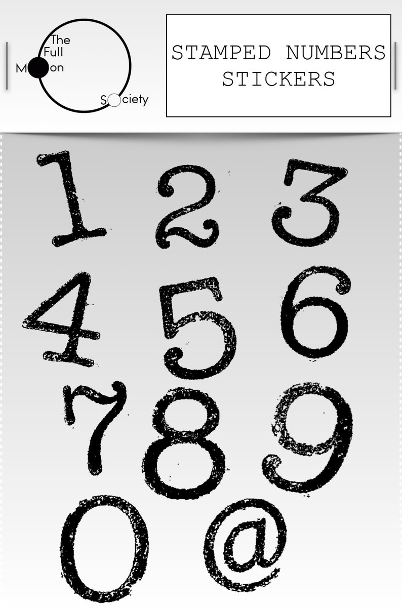 Stamped Numbers DIGITAL Planner Stickers. Number Rubber Stamp - Etsy