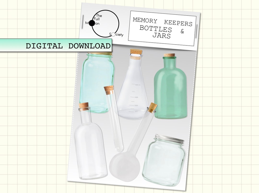 MEMORY KEEPERS Bottle & Jars DIGITAL Planner Stickers.7 Realistic ...