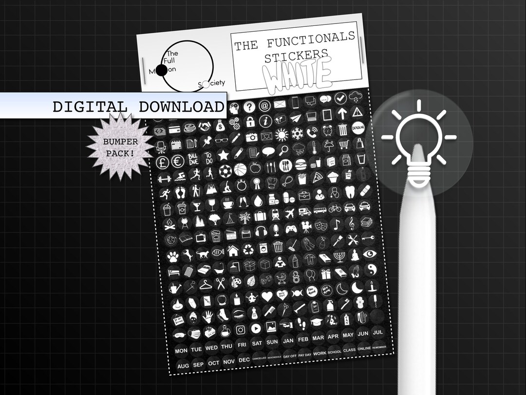 The Functionals WHITE DIGITAL Planner Stickers 200+ Realistic ...