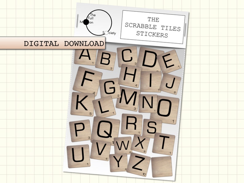 The Scrabble Tiles DIGITAL Planner Stickers. Alphabet Words Clipart for ...