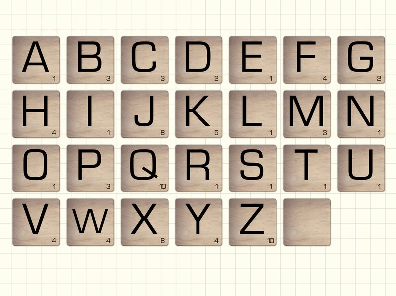 The Scrabble Tiles DIGITAL Planner Stickers. Alphabet Words Clipart for ...