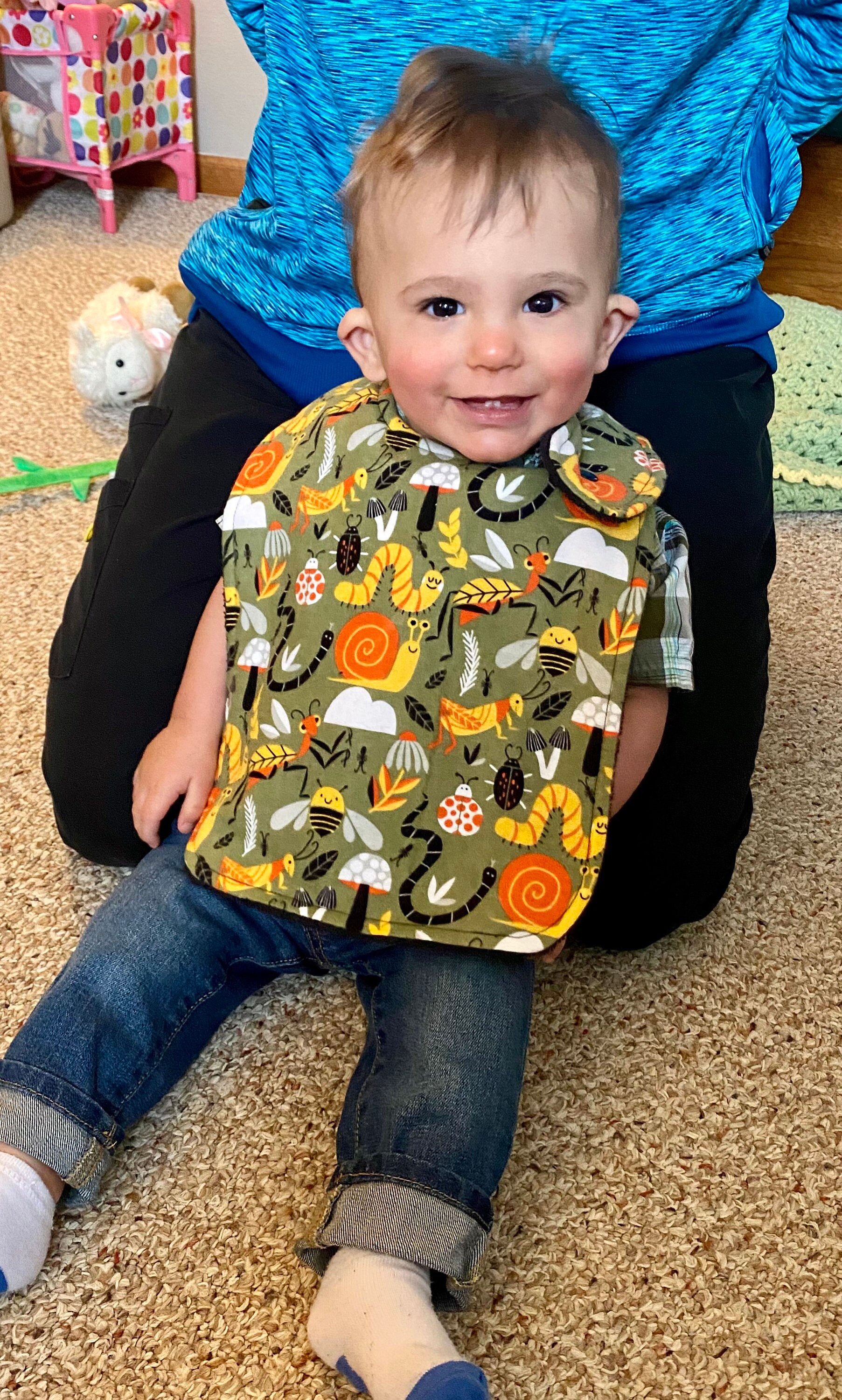 Flannel Terry Cloth Toddler Bibs, Large Infant Drool Bib, Side Snap ...