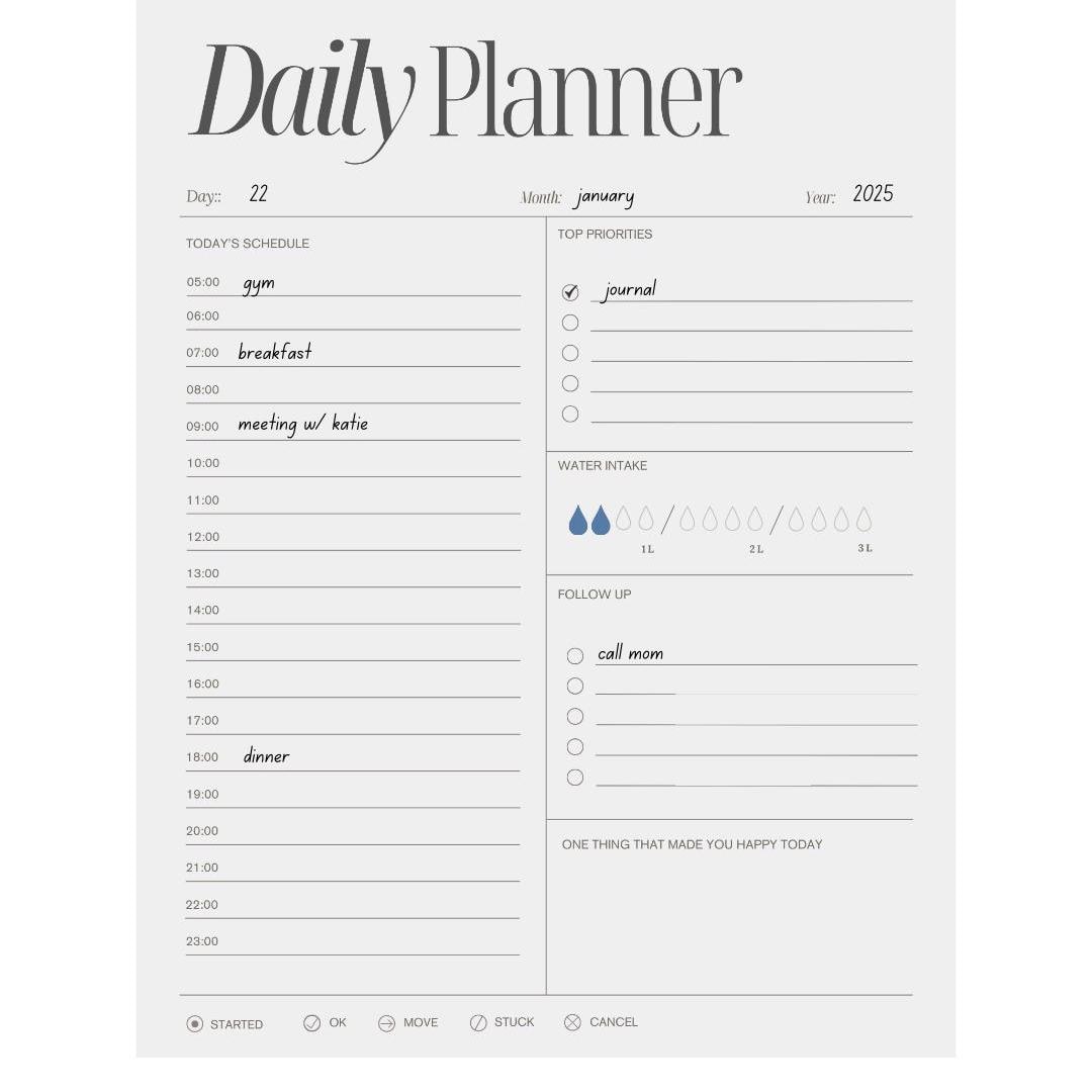 Printable Daily Planner | Simple Daily Schedule | Instant PDF Download ...
