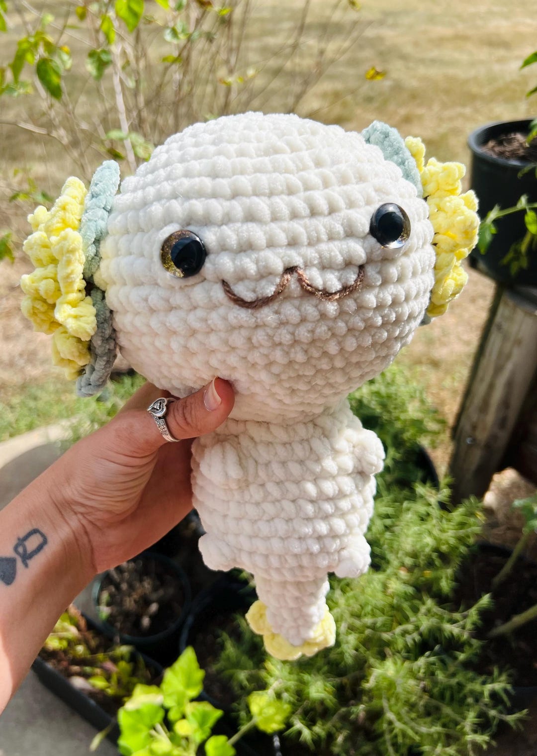 Sunflower Axolotl Plushie L Axolotl Stuffy L Sunflower Plushie L Flower ...