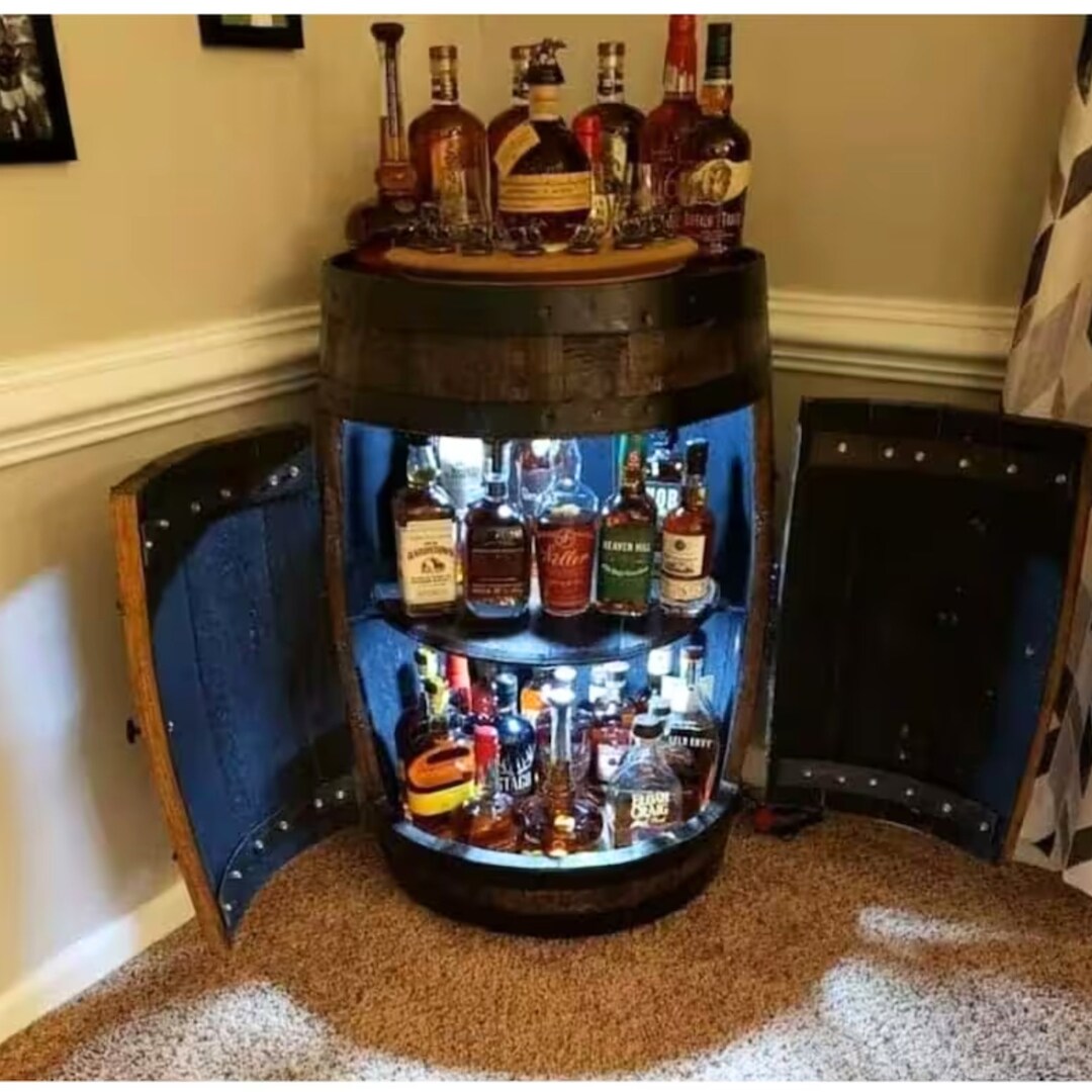 Barrel Cabinet Whiskey Barrel Mini Bar Handcrafted From - Etsy