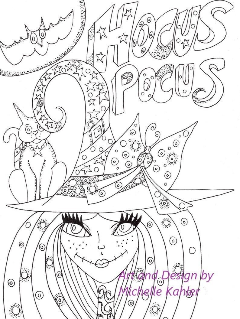 Halloween Coloring Page. Hocus Pocus. Printable. Witch - Etsy
