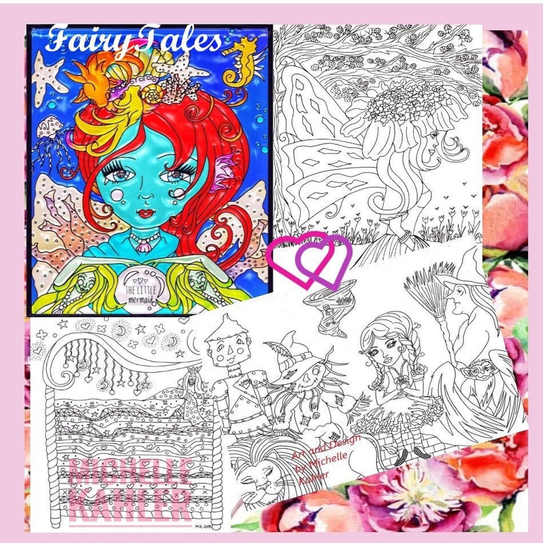 4 Printable Coloring Pages of Fairytales. - Etsy
