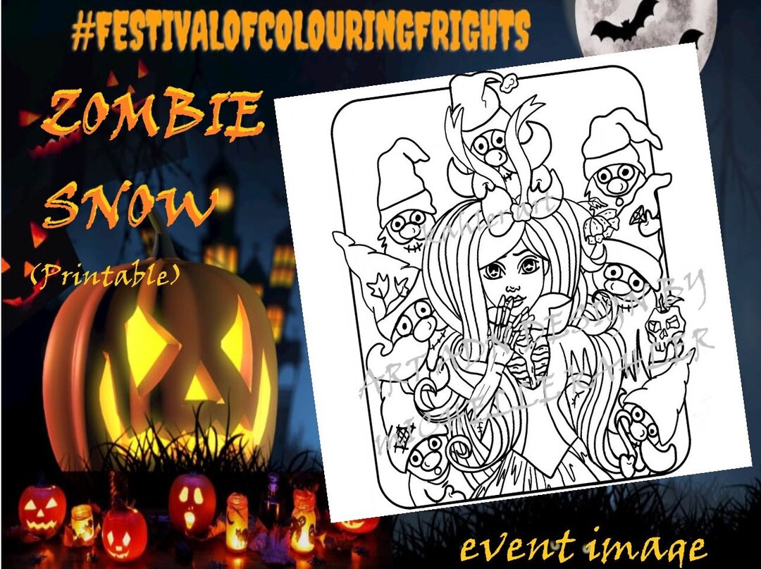 Zombie Snow Coloring Page. Printable. Colour Your Frights - Etsy
