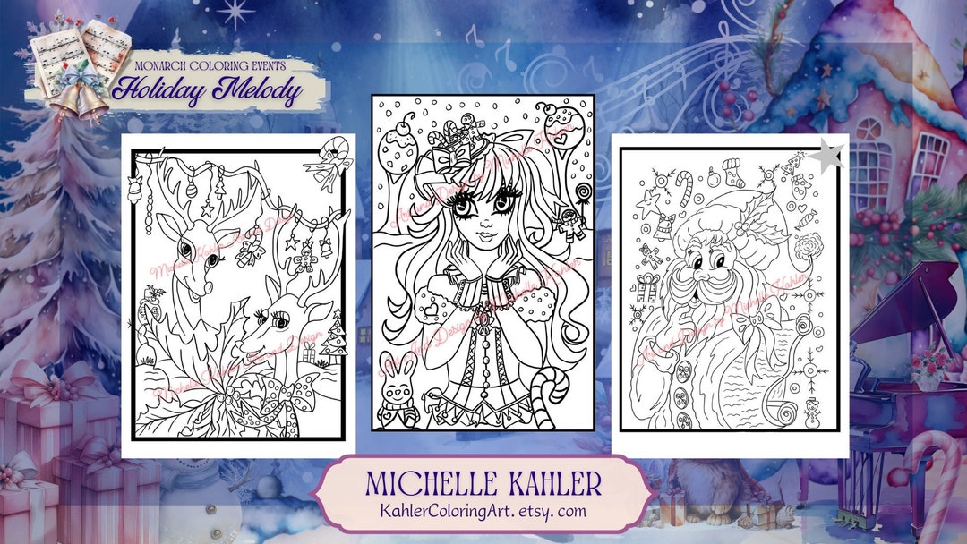 Holiday Melody Coloring Bundle. Printable. Winter Wonderland, Santa's ...