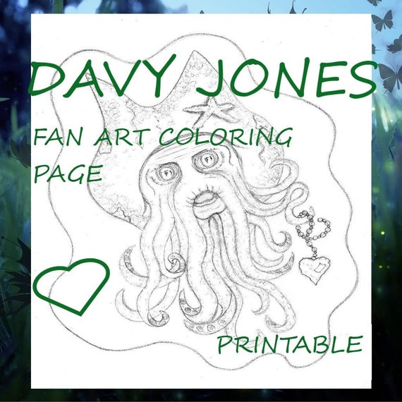 1 Coloring Page of Davy Jones. Inktober/penciltober 2019 - Etsy