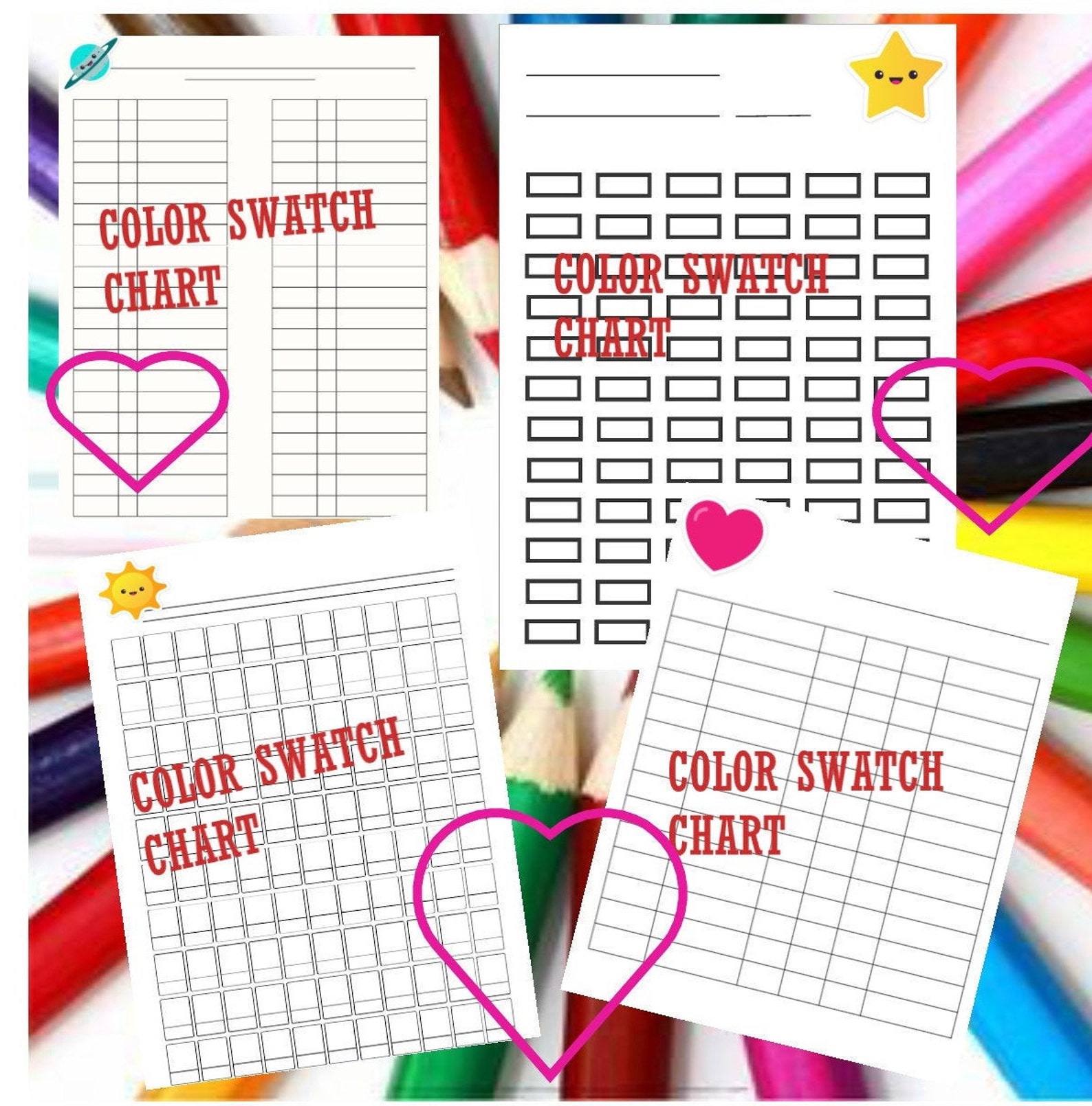 Color Swatch Pages. Printable. Blank Colour Swatch Pages. - Etsy