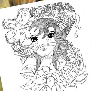 Coloring Page of Miss Kitty (printable) - Etsy