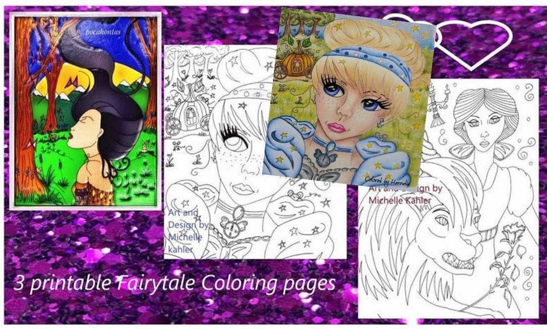3 Printable Coloring Pages of Fairytales - Etsy