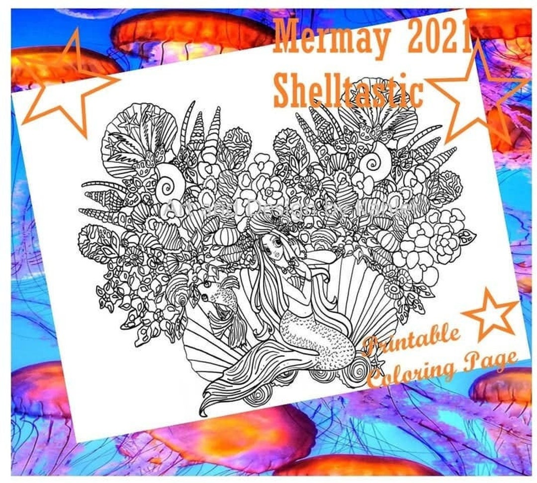 Detailed Mermaid Coloring Page . Printable. Coloring Mermaids. Coloring ...