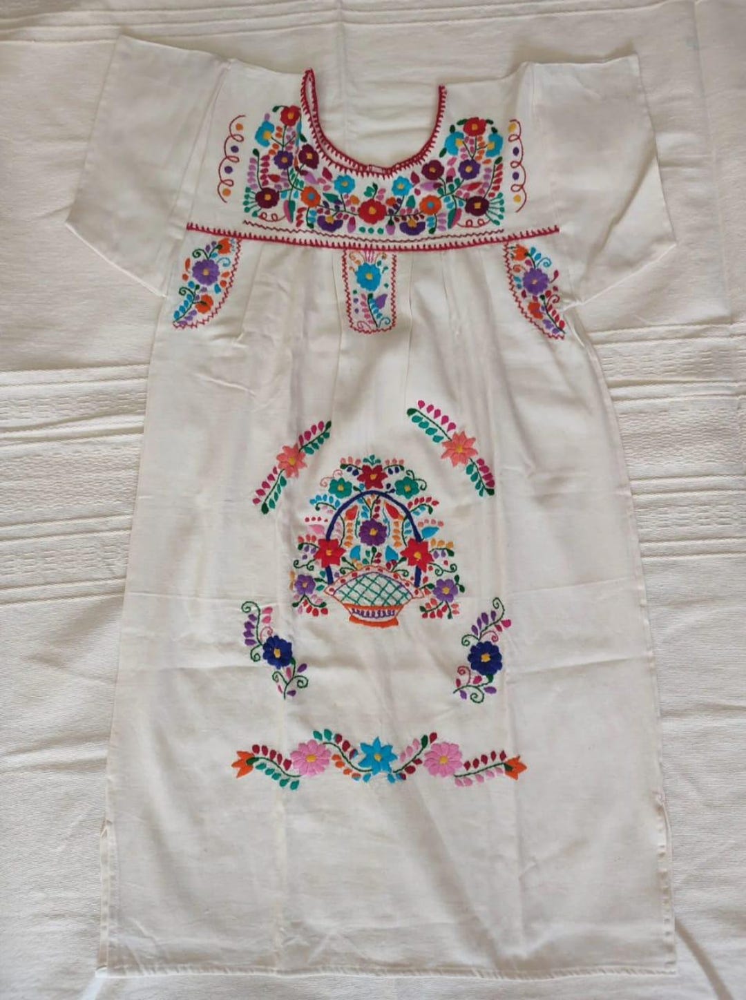 Handmade Embroidered Manta Dress: Authentic Mexican Cotton Dress - Etsy