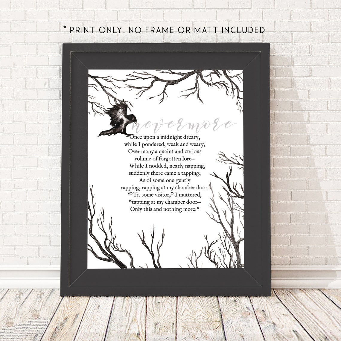 The Raven - Nevermore - Edgar Allan Poe Poem - Unframed 11x14 Art Print ...
