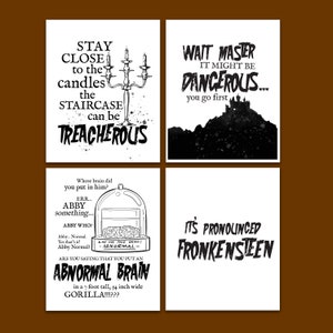 Frankenstein Halloween Art Prints - Set of Four 8x10 Inch Prints ...