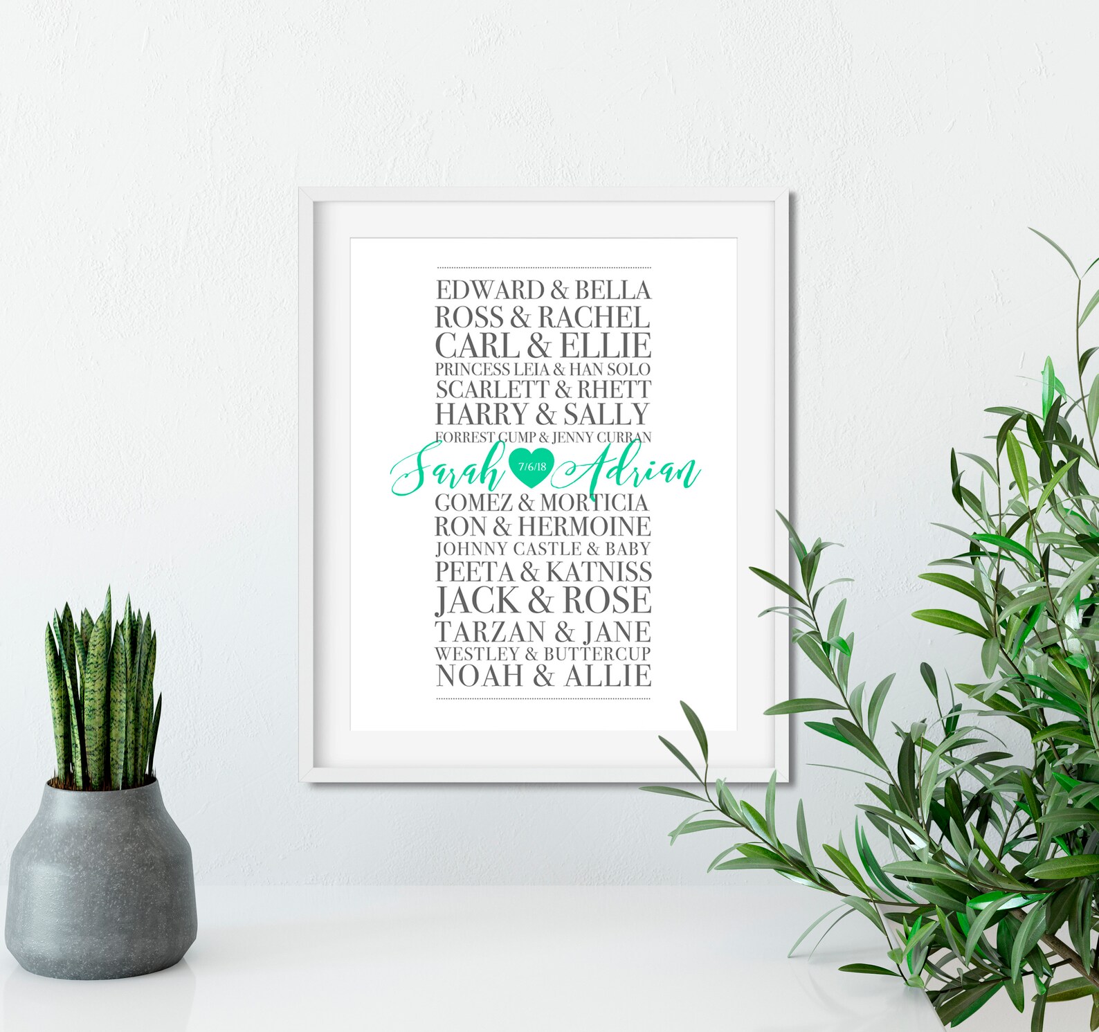 CUSTOM Famous MOVIE Couples Sign, PERSONALIZED Anniversary, Custom ...