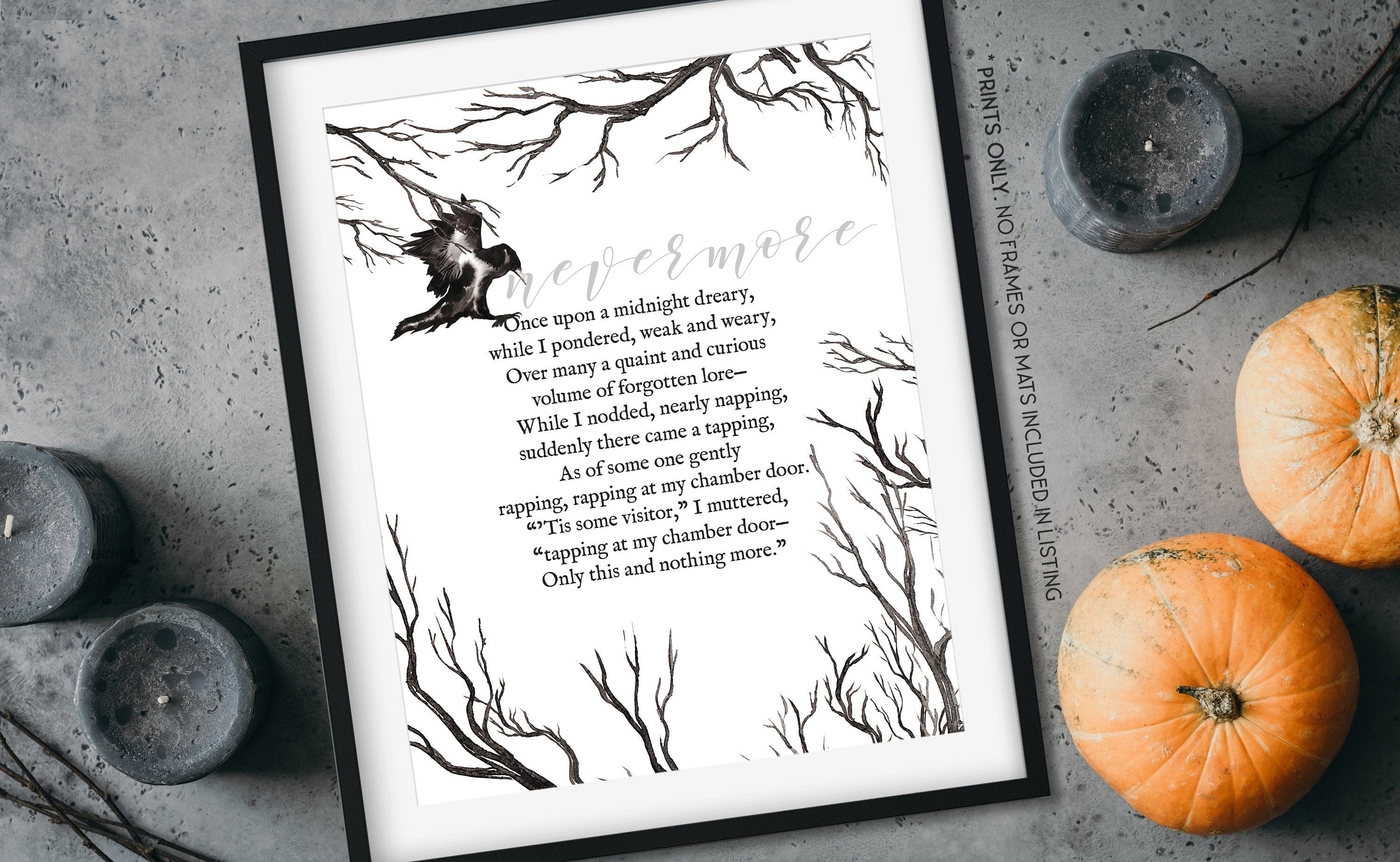 The Raven - Nevermore - Edgar Allan Poe Poem - Unframed 11x14 Art Print ...