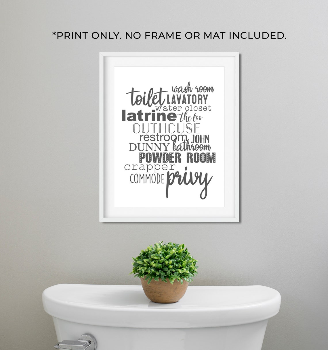 Funny Bathroom Sign - Toilet Names - Loo - Unframed 11x14 Restroom Art ...