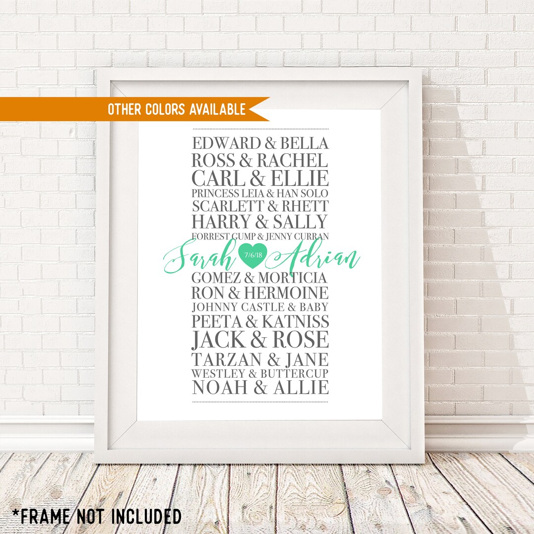 CUSTOM Famous MOVIE Couples Sign, PERSONALIZED Anniversary, Custom ...