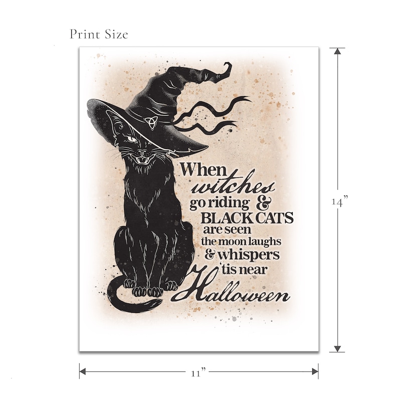 When Witches Go Riding and Black Cats Are Seen Halloween Art - Etsy