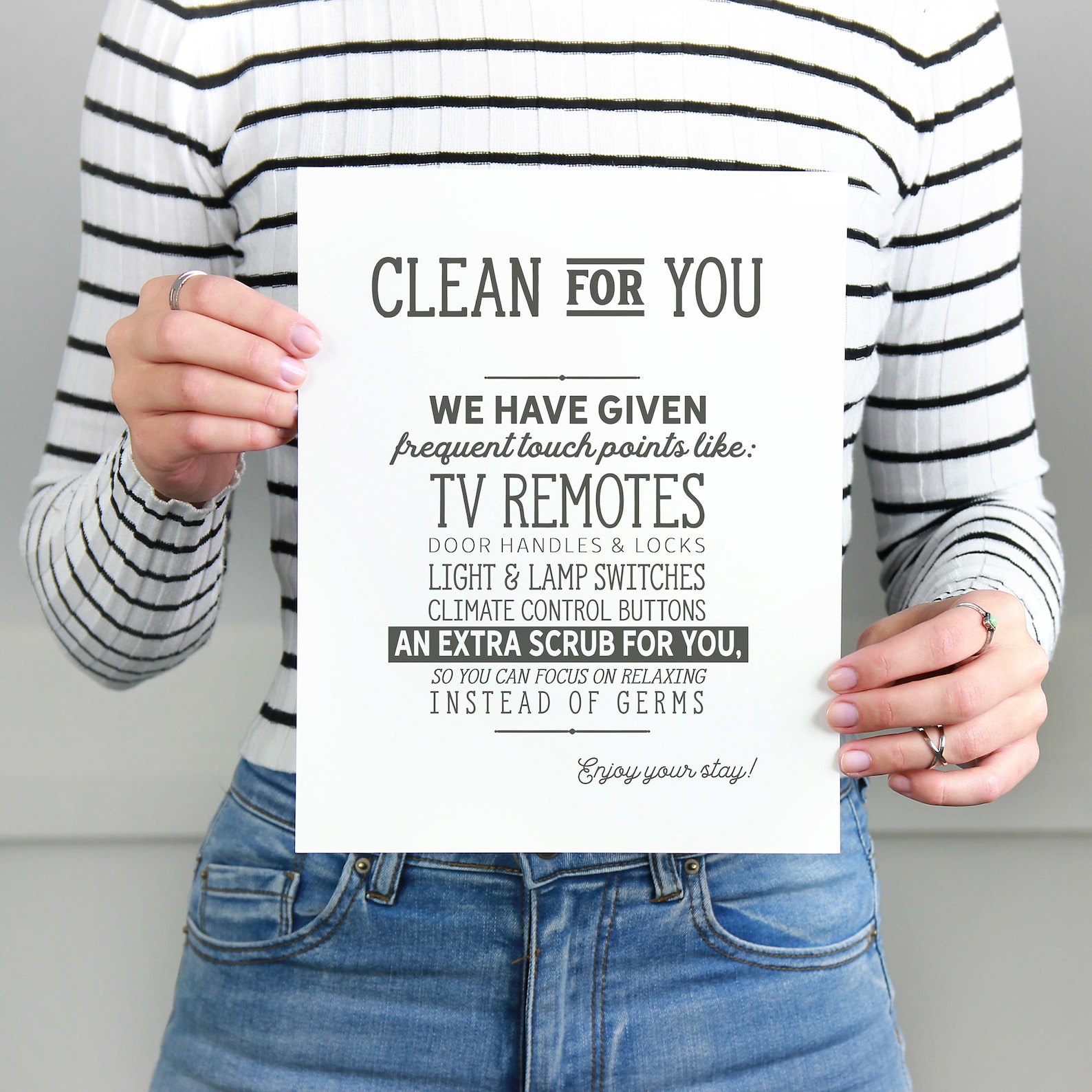 Clean for You - Hotel Motel Rental Vacation Home Sign- Unframed 8x10 ...