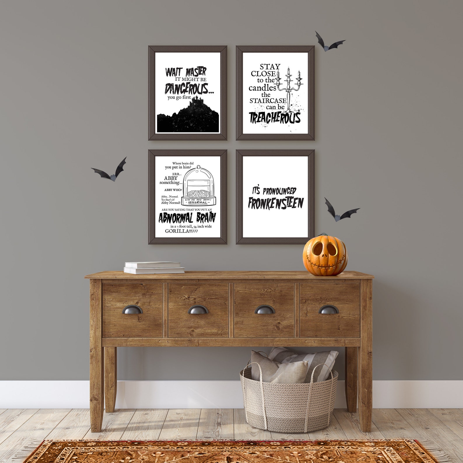 Frankenstein Halloween Art Prints Set of Four 8x10 Inch | Etsy