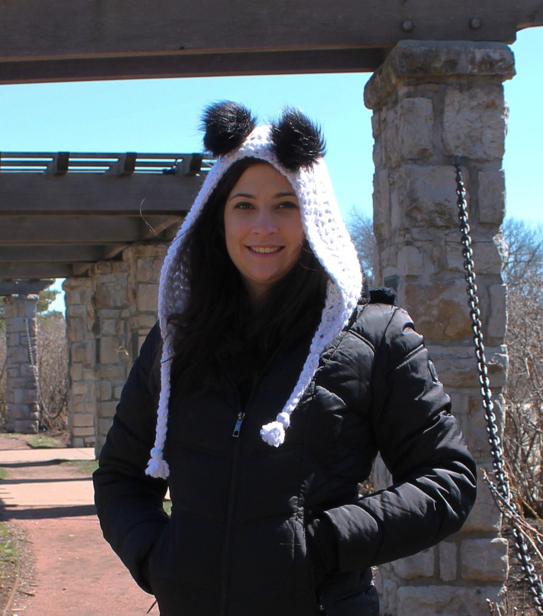 White Crochet Creature Hood - Warm Crochet Hood for Rave, Elf, Fairy ...