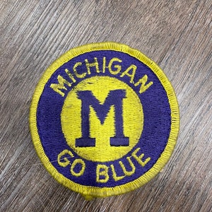 Vintage patch University of Michigan blue and gold round 3 | Etsy