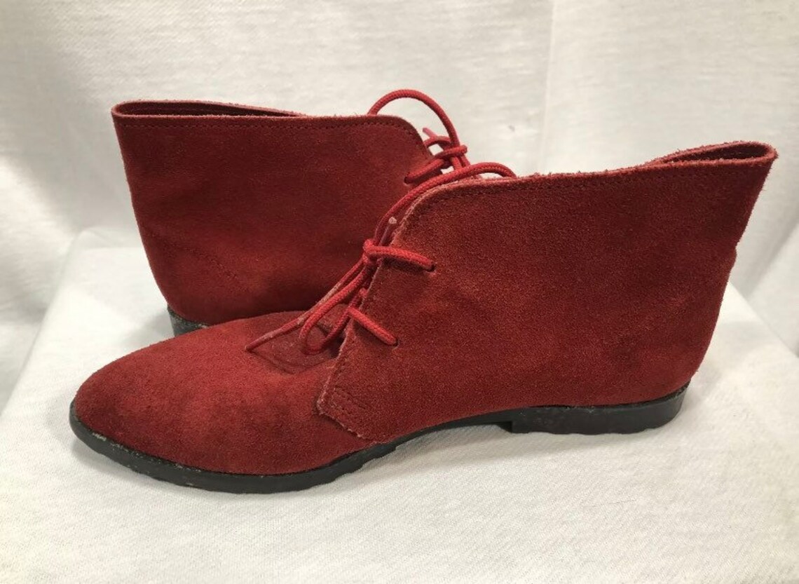 Desert Boots Women 7 Red Suede Lace up Made in Canada - Etsy