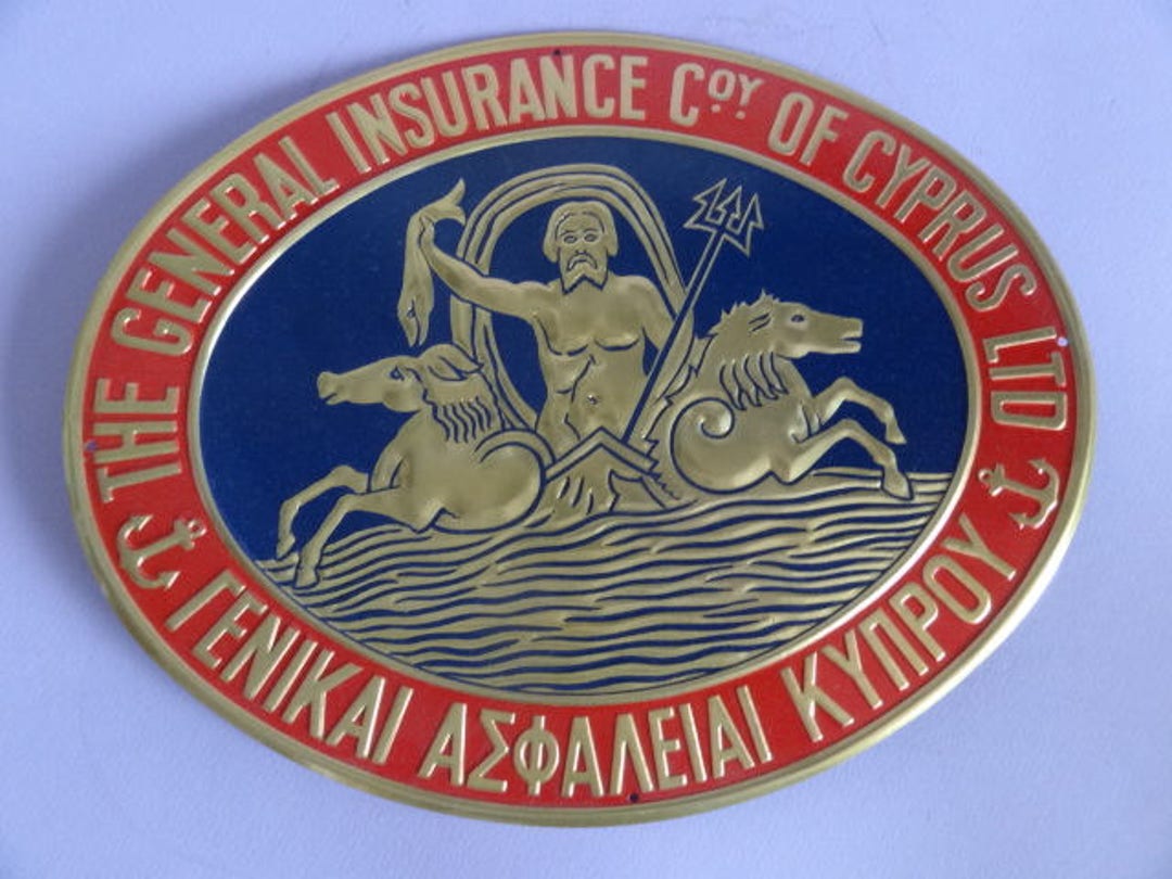 Vtg CYPRUS TIN SIGN the General Insurance of Cyprus Sign 1960's ...