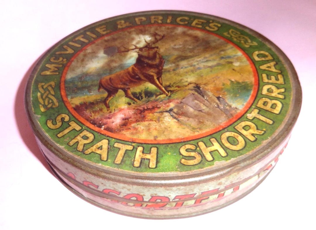 Mc VITIE & PRICE'S Strath Shortbread Tin Advertising Biscuit Can Box ...