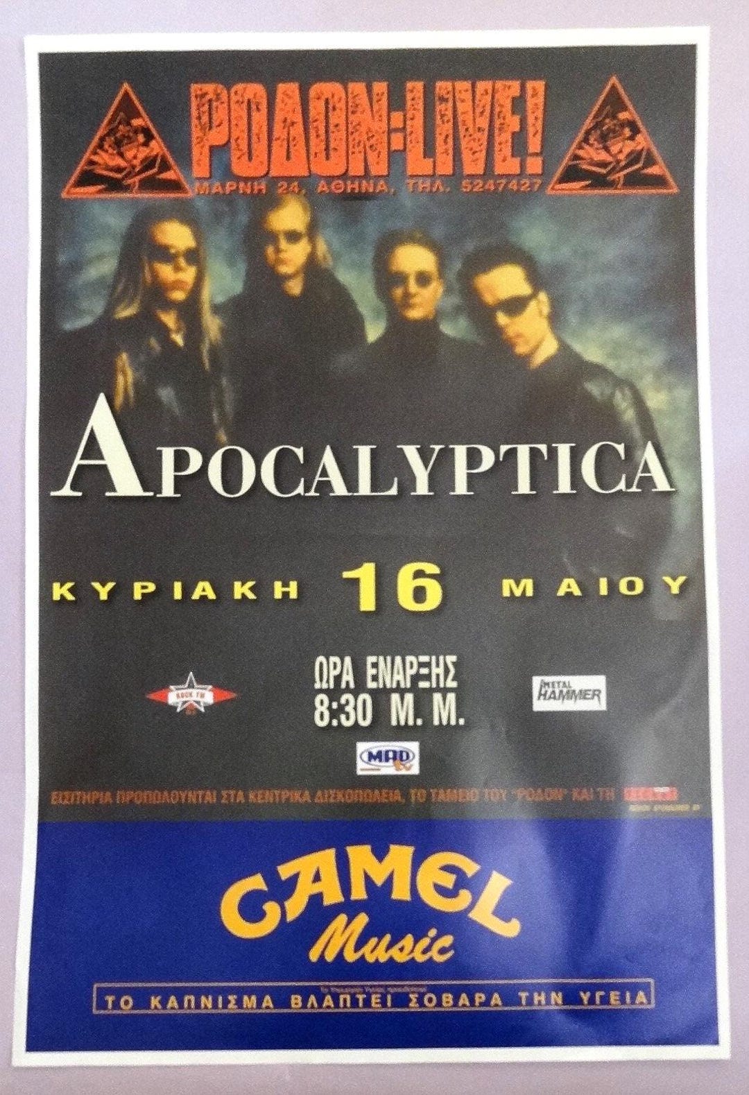Original APOCALYPTICA POSTER Finland Metal Rock Band Rodon Athens ...