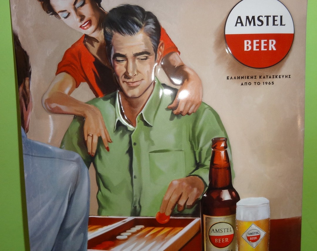 GREECE AMSTEL BEER Tin Sign, Greek Amstel Beer Sign, Greek Beer Wall ...