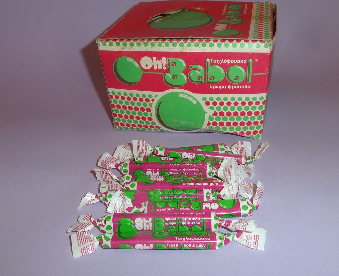 GREECE CHEWING GUMS Oh! Babol Strawberry Pack W/ 100 Pcs 1980's, Greek ...