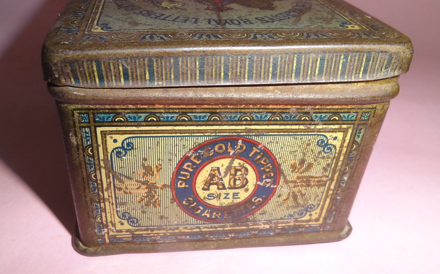 Antique PURE GOLD TIPPED Cigarettes Robert Lewis Tin Litho Cigar Box ...