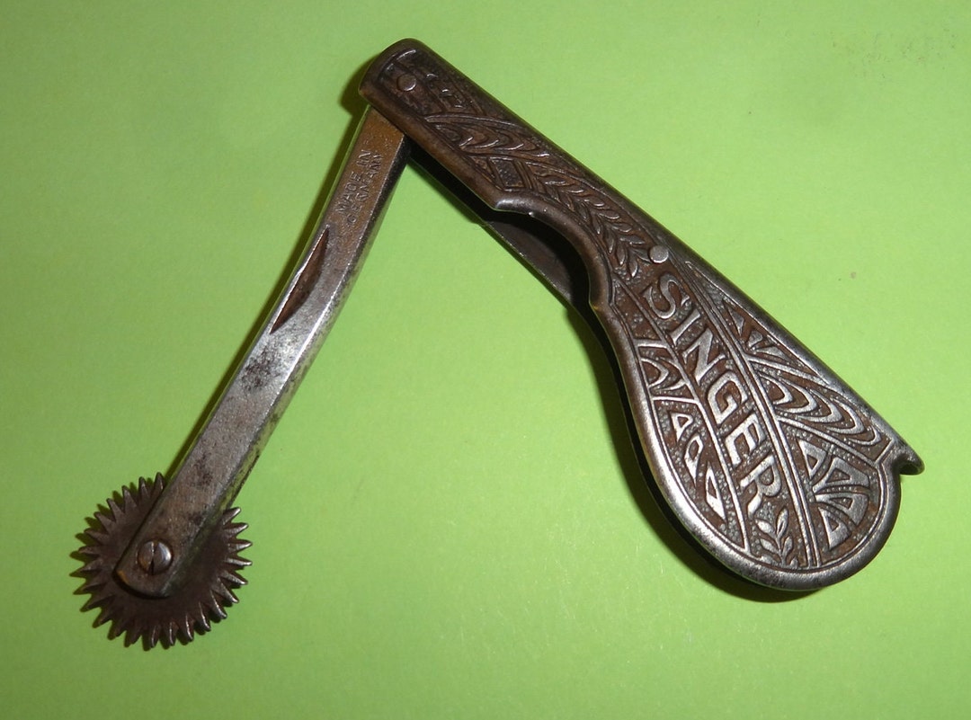 Vtg SINGER TRACING WHEEL, Folding Sewing Tracer W/ Carved Handle, Old ...