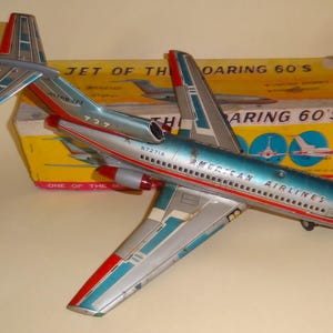 Vtg JET of THE SOARING 1960's Tin Litho Airplane Boxed by Marx Toys ...