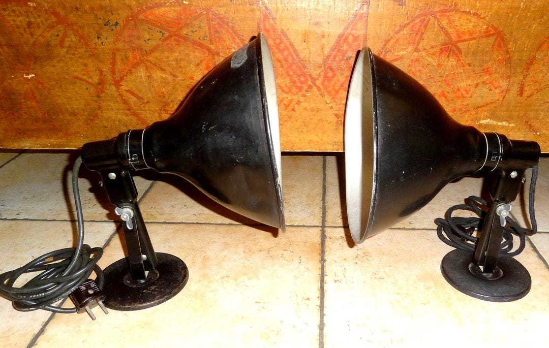 OSRAM NITROPHOT STUDIO Table Lamps Germany 1940's, Pair of Black Silver ...