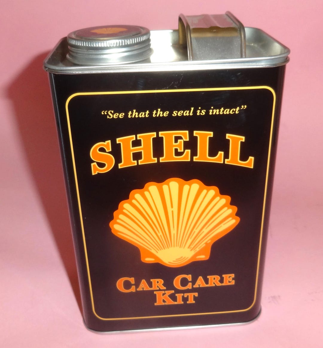 SHELL ANNIVERSARY CAR Care Kit Tin Oil Can, Shell Celebrates 90 Years ...