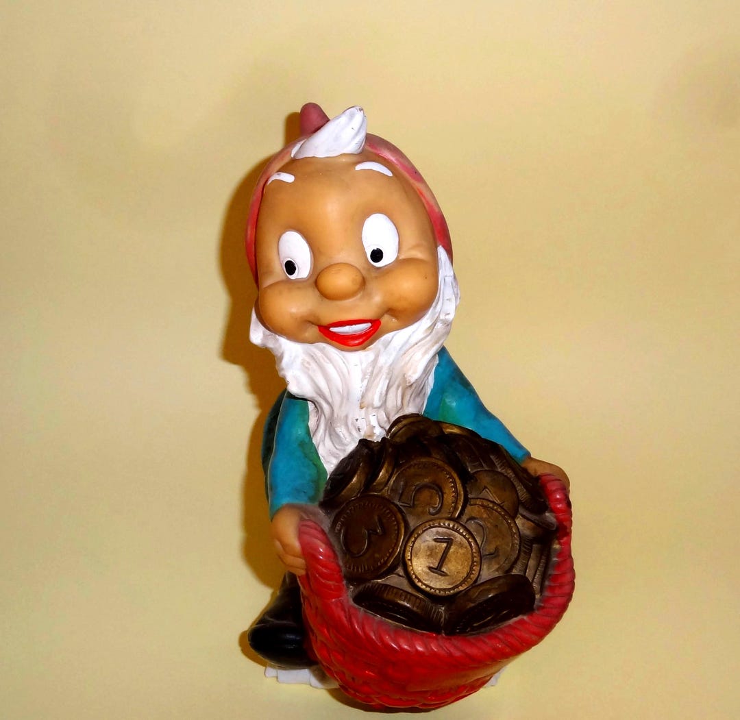 DWARF Piggy Box Toy 1960's, Old Collectible Rubber Dwarf Penny Shaving ...