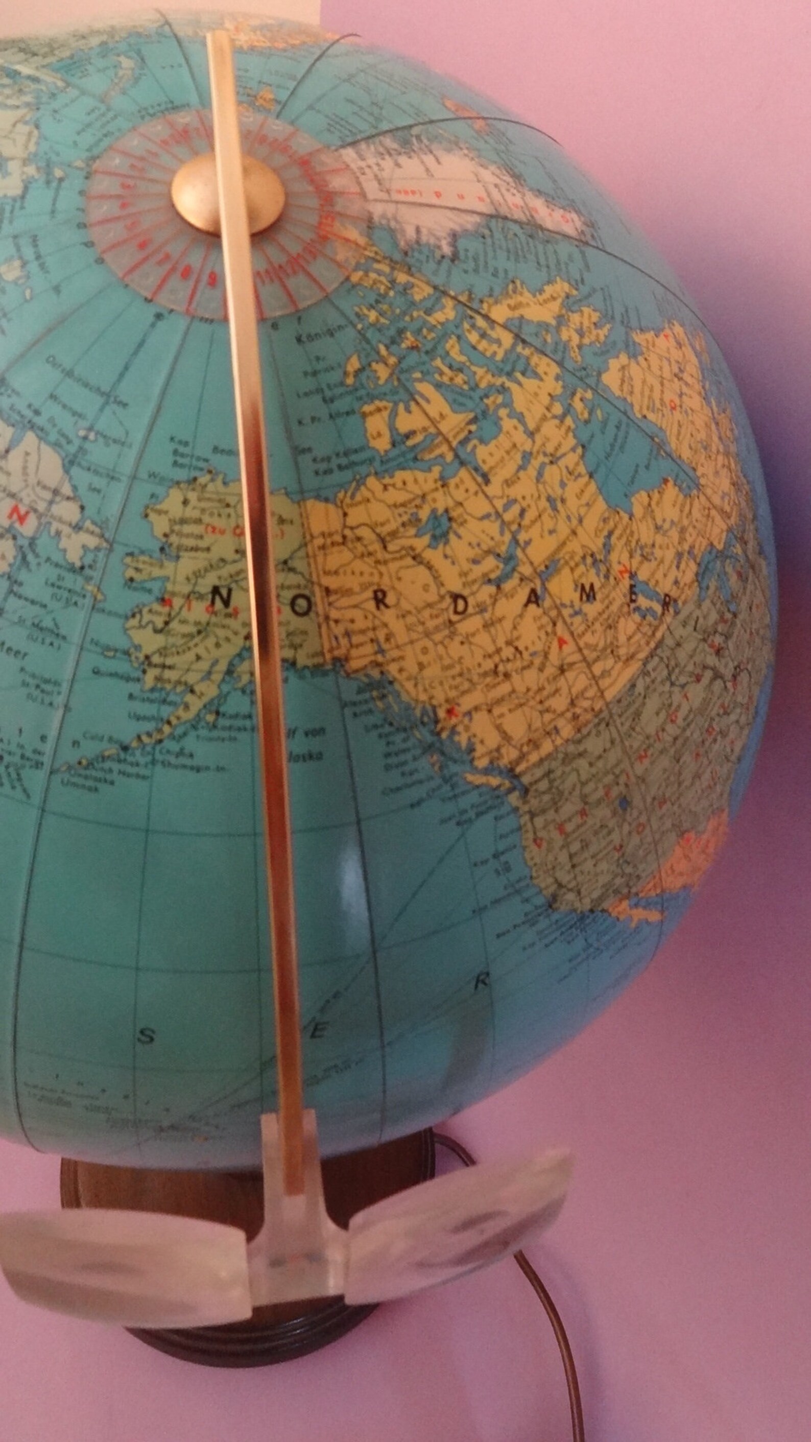 HUGE WORLD Globe Lighting Illuminated Earth Map Germany 1970's, Desktop ...
