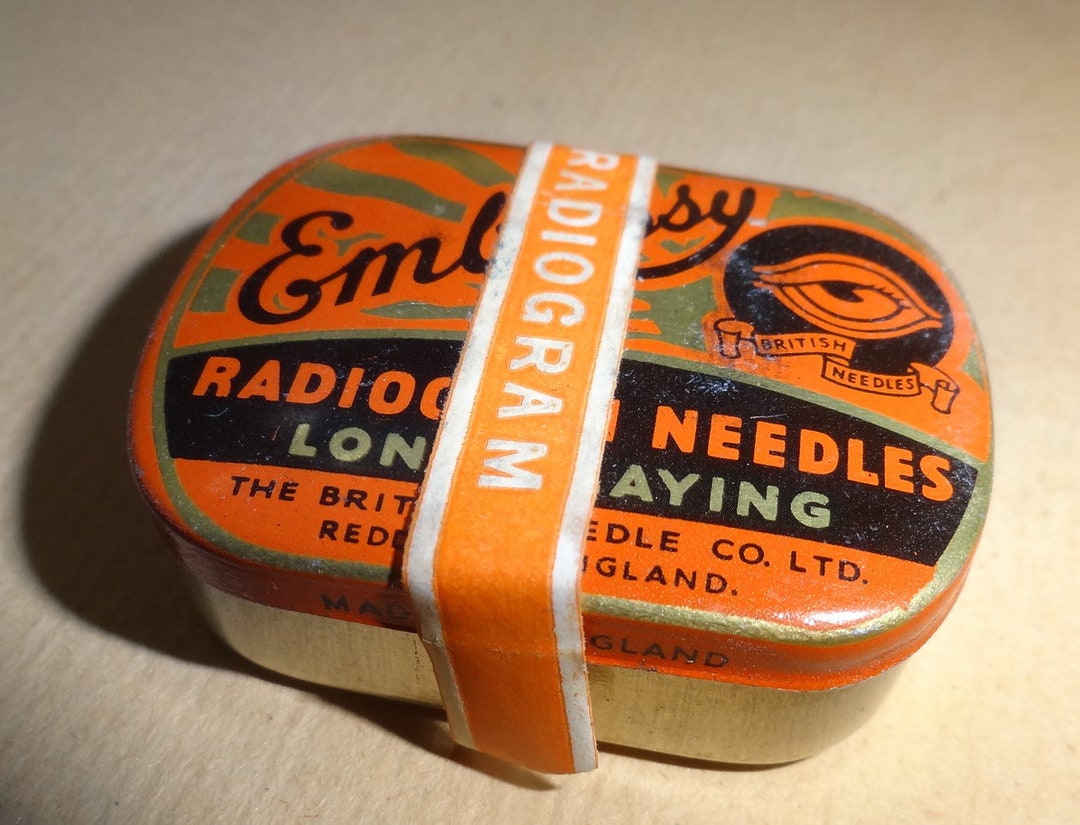 Vtg EMBASSY RADIOGRAM NEEDLES England in Original Tin Box 1950's ...