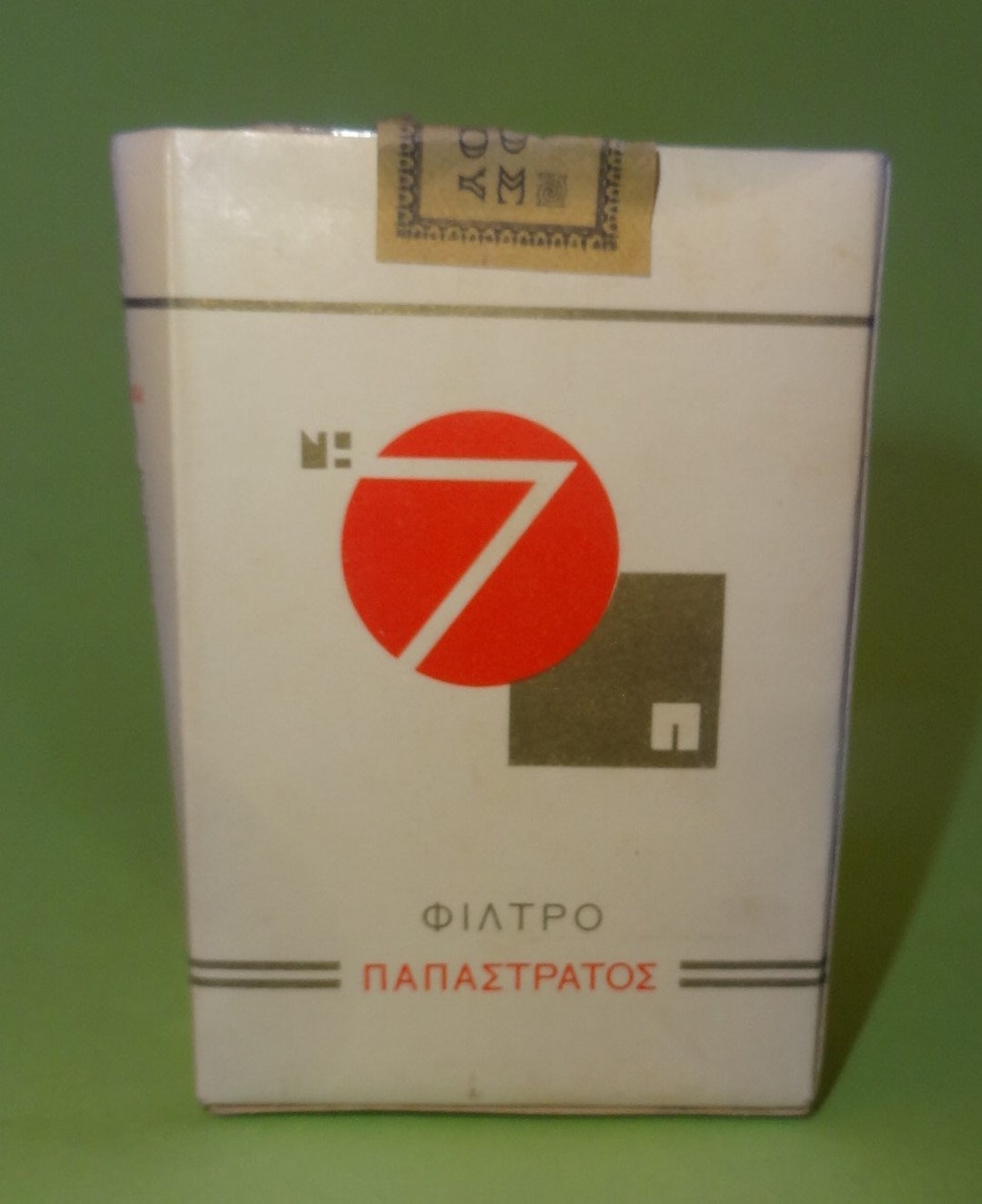 Vtg PAPASTRATOS 7 CIGARETTE PACKET Greek Tobacco Box Packet Label Empty ...